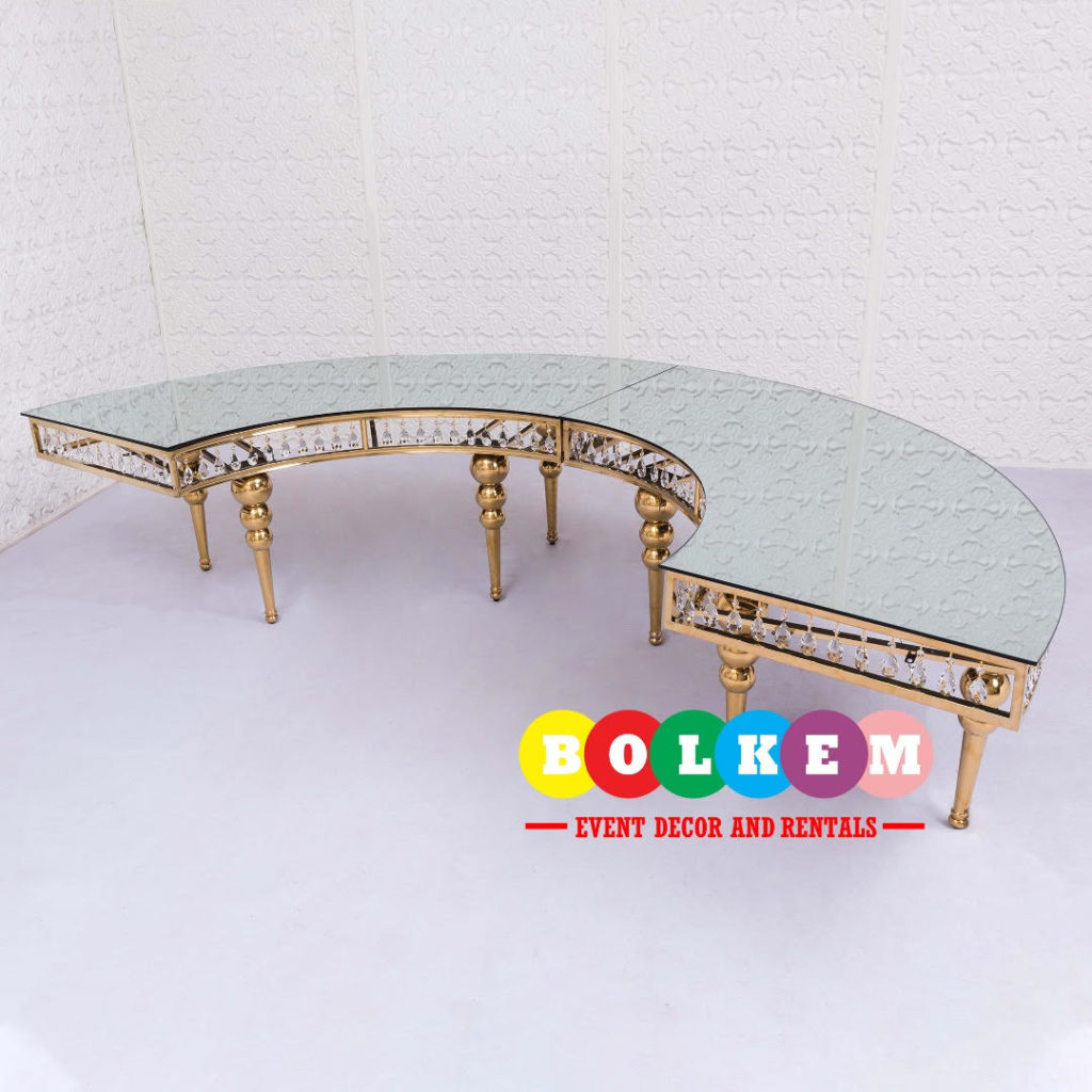 Gemma Serpentine Table 4-Piece Set – Gold | Bolkem Event Rentals